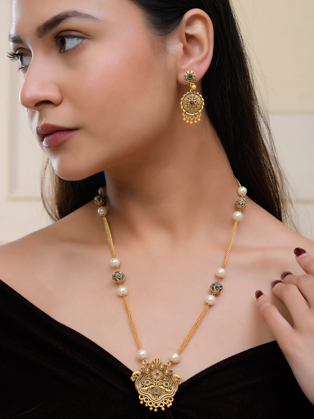 Buy Long Pearl Jewellery set On SIlvermerc Designs | SBJS8MD_531 ...