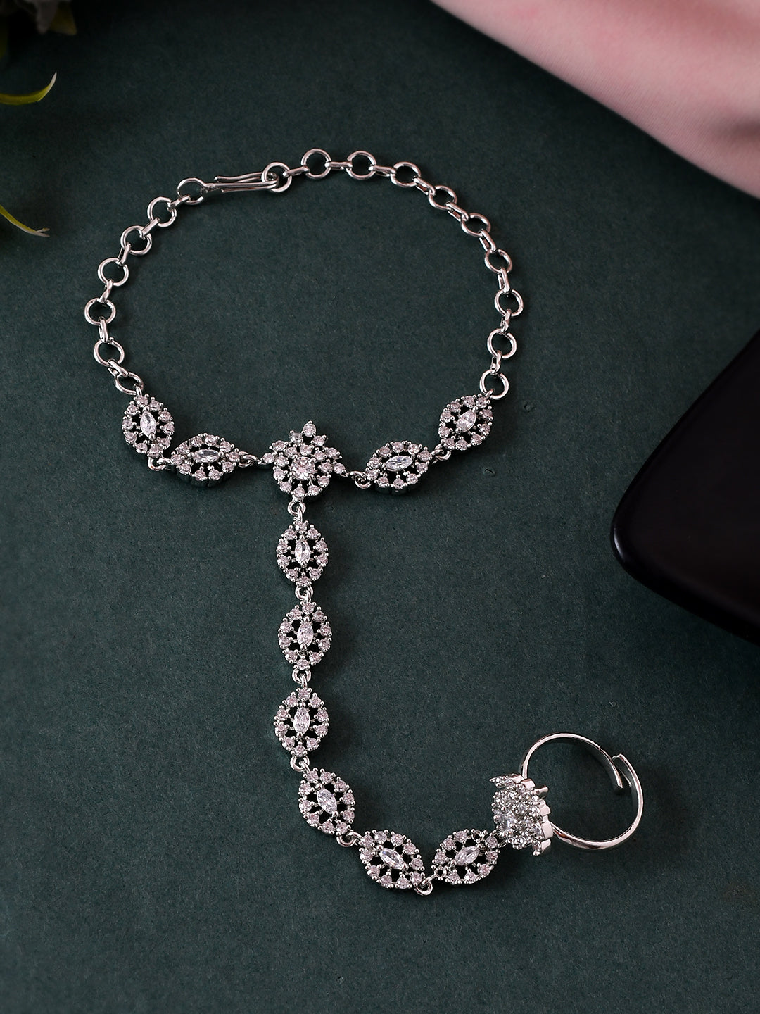 American Diamond Bracelet Ring Haathphool for women | Wedding & Party ...