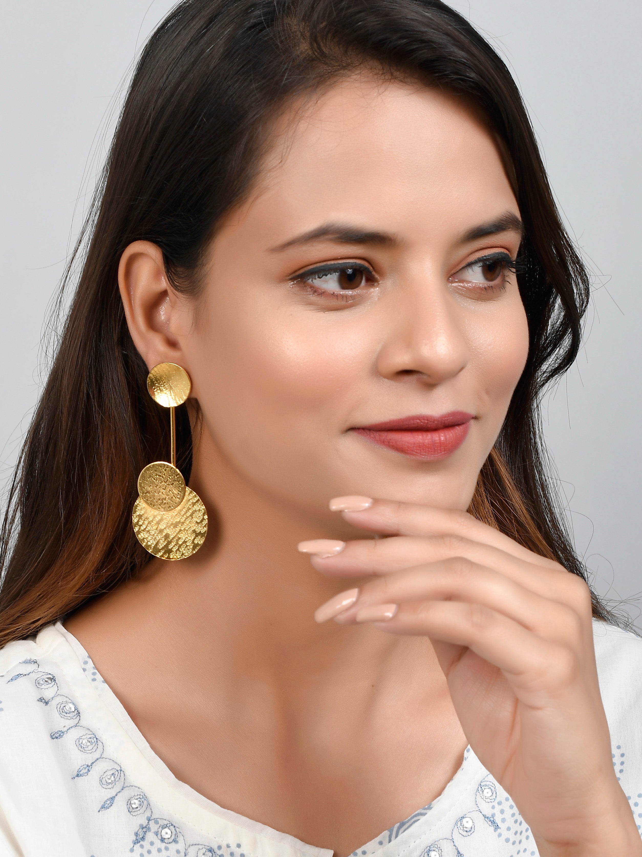 Buy Triple Disc Circular Long Earrings for Women Online at Silvermerc ...