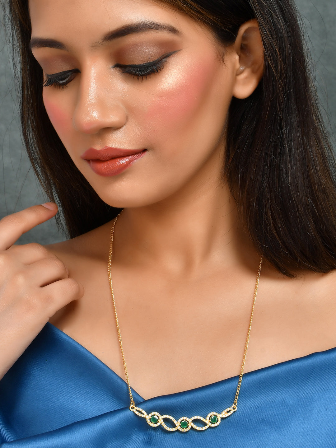 Buy Gold Plated Long Chain Necklace Set for Women Online at Silvermerc ...