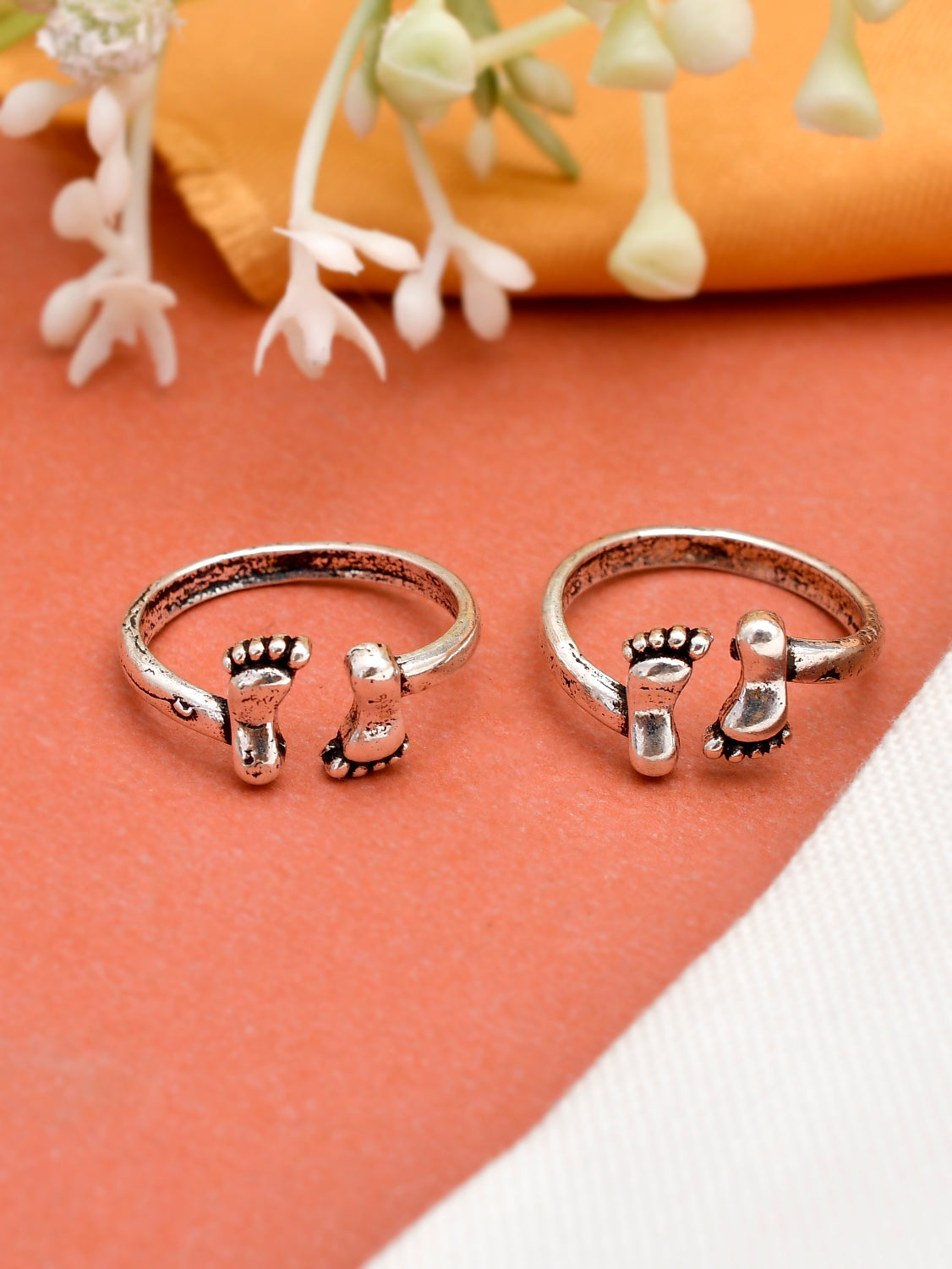 Buy Oxidised Silver Plated Feet Toe Rings for Women Online at ...