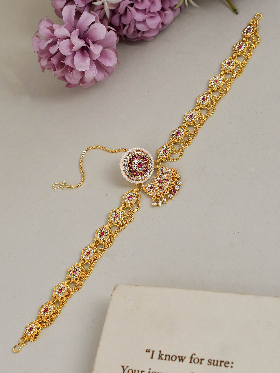 Buy Gold Plated Traditional Jhalar Mathapatti Borla for Women Online at ...